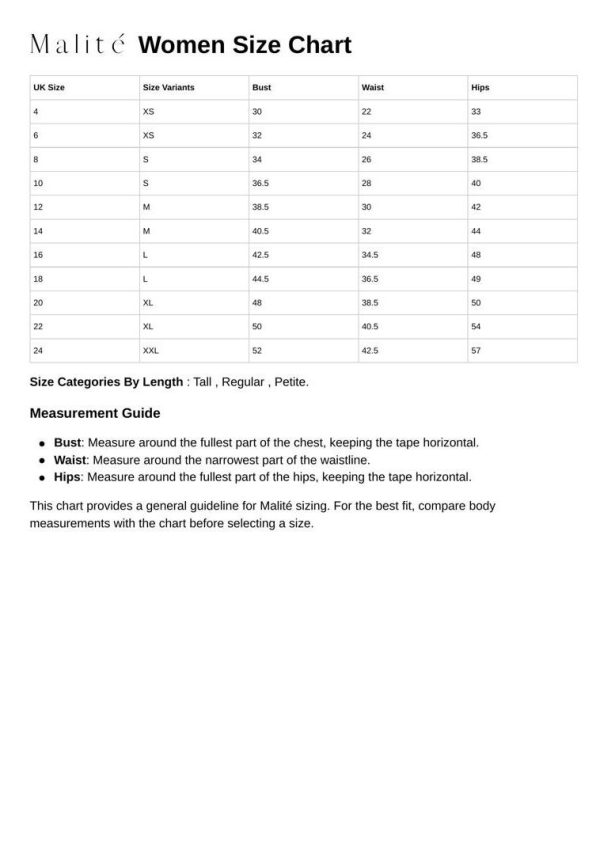 Size Chart - Malite